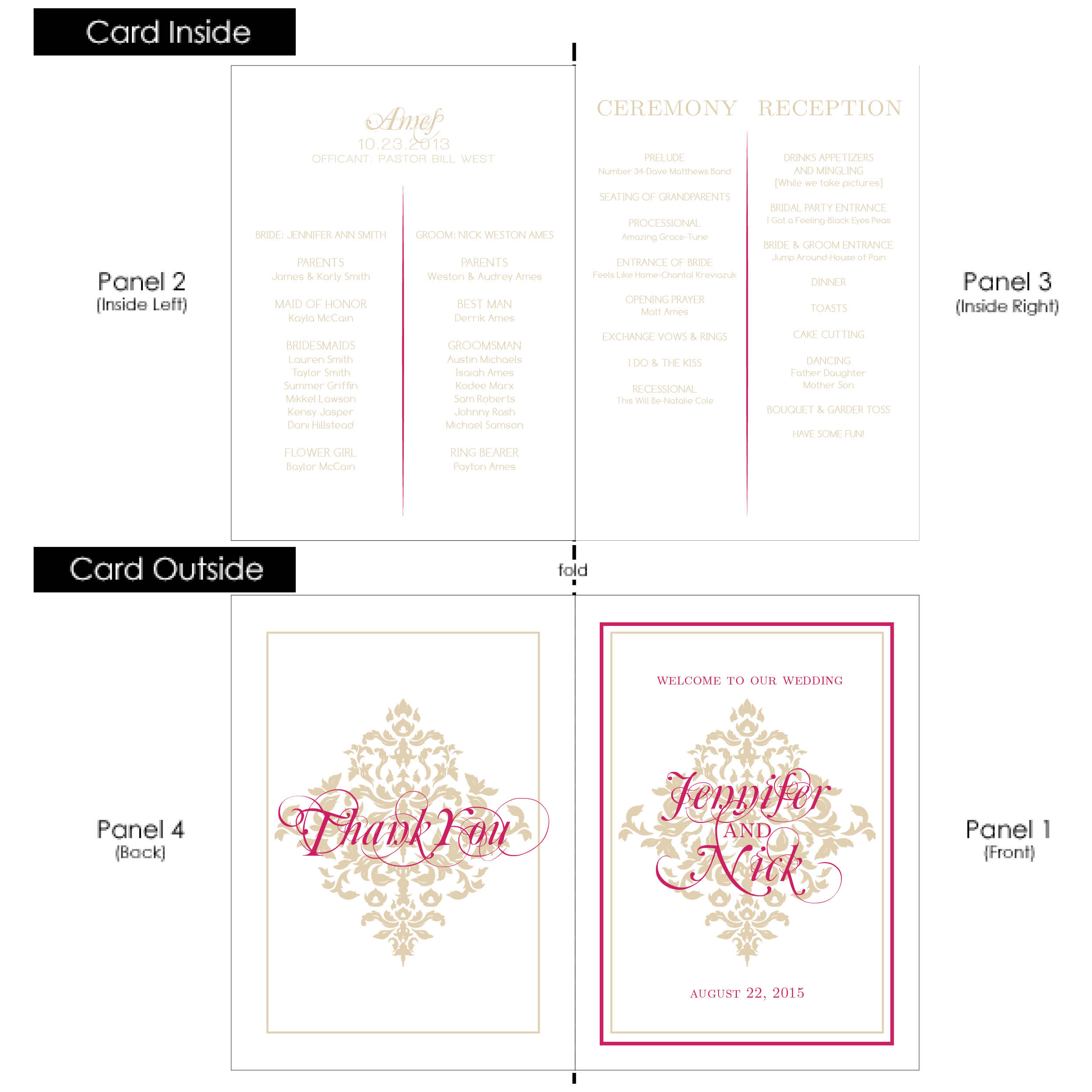 Elegant Damask Wedding Programs by Basic Invite