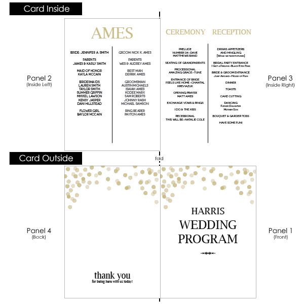 The Glamorous Confetti Wedding Program