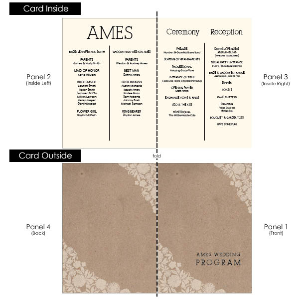 Vintage Floral Kraft Wedding Program