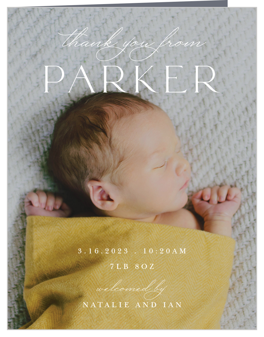 Sweet Intro Birth Announcement Thank You Cards by Basic Invite