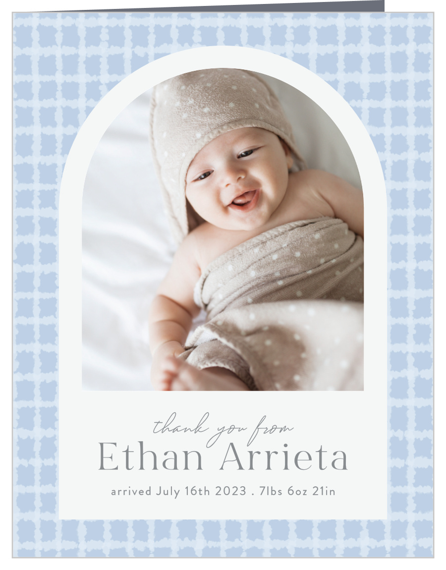 Waffle Blanket Birth Announcement Thank You Cards by Basic Invite
