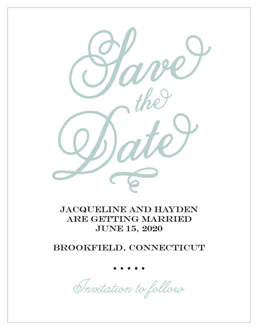 Whimsical Script Save the Date Cards by Basic Invite